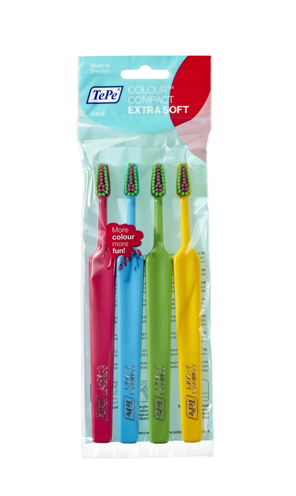 TePe Colour Compact x-soft, sada zubních kartáčků, 3+1 zdarma - Profimed.cz